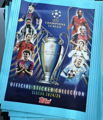 10 x Sachets Topps Champions League Stickers 24/25 - Total 60 Stickers ...