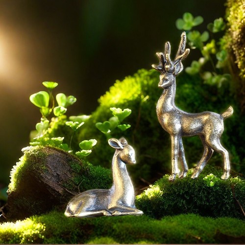 Tabletop Figurine 2Pcs Brass deer Animal Statue Sculpture Home Decor ...