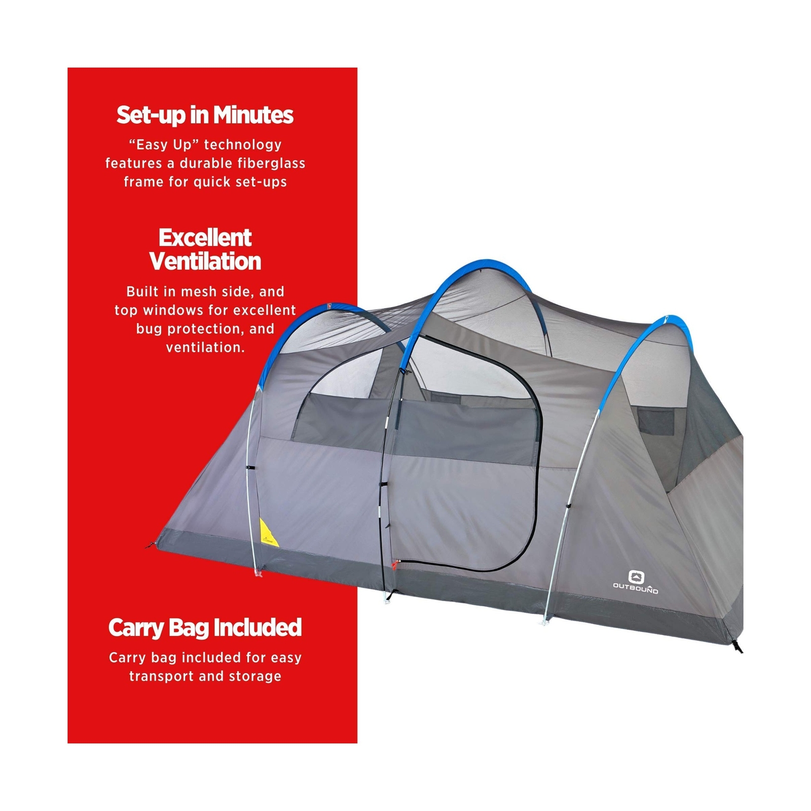 Outbound 765453 8 Person 3 Season Easy Up Camping Dome Tent with ...