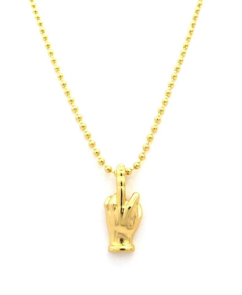 NEW MIDDLE FINGER PENDANT &3mm/27" BALL CHAIN HIP HOP NECKLACE - MMP39 ...