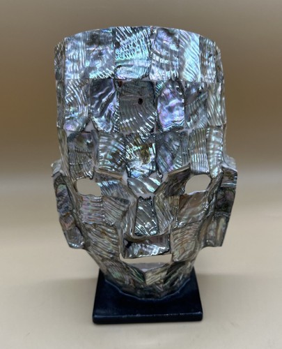 100% ABALONE Shell MASK Mexican Mayan Aztec 8" Face Indigenous Folk Art ...