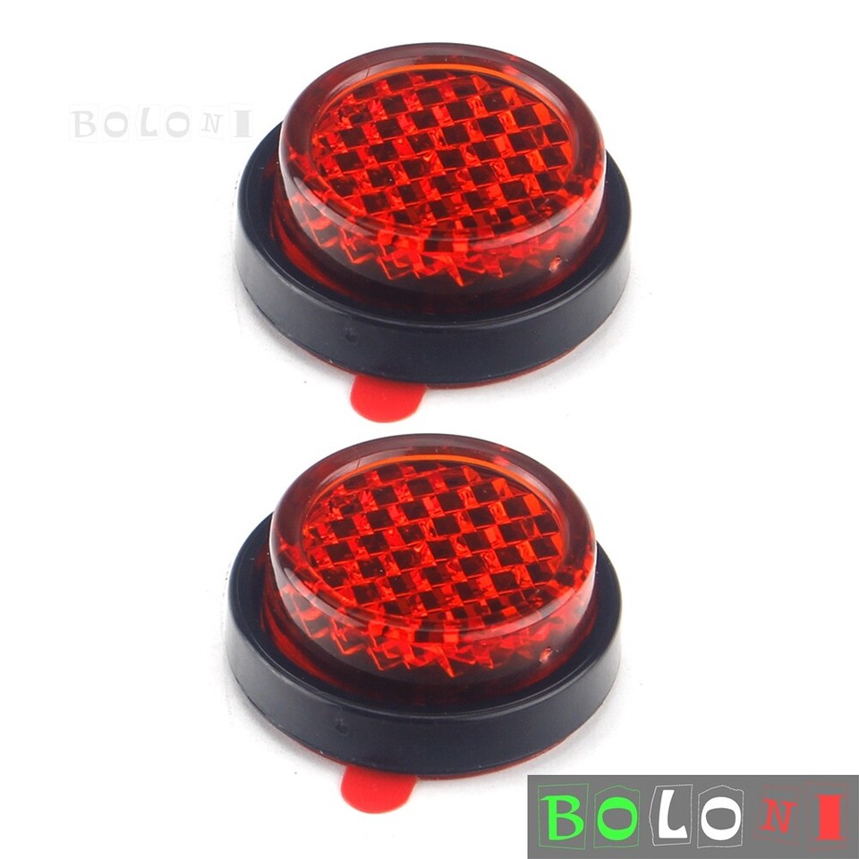 2PCS Red Plastic License Plate Round Reflector Self Adhesive Stick On ...