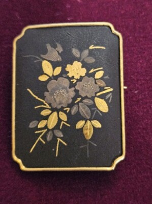 Vintage AMITA Japan Damascene Floral Brooch, signed | eBay
