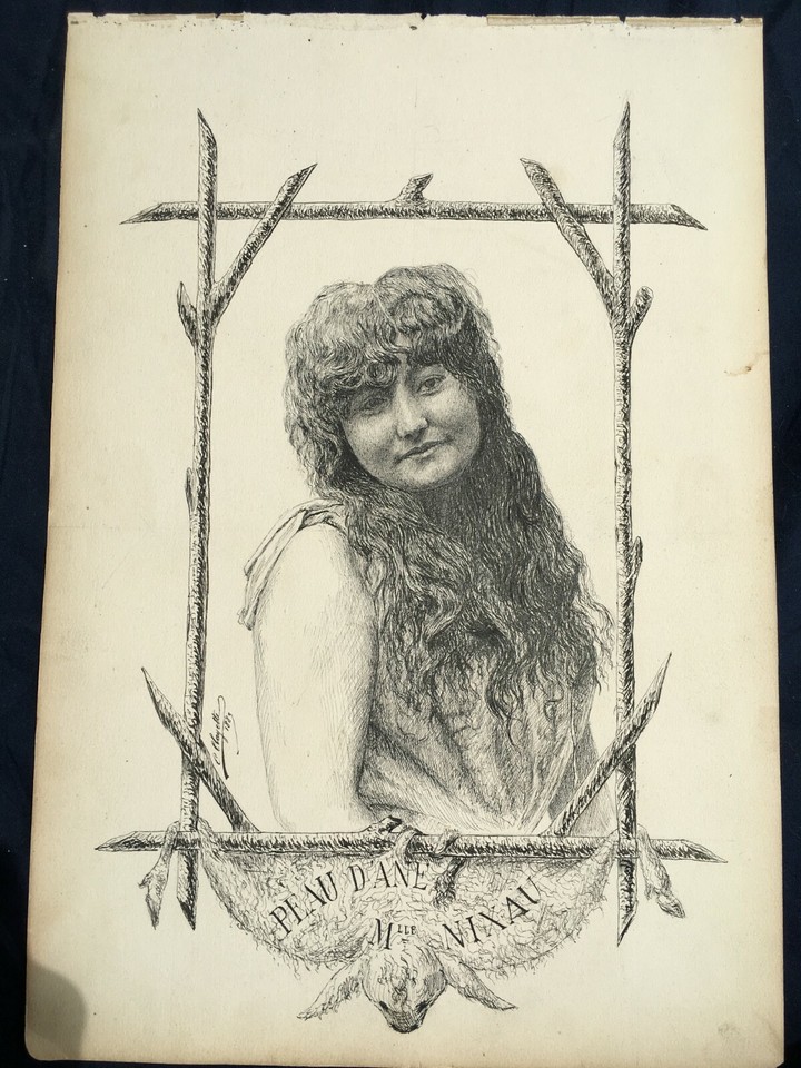 Portrait originale encre de chine Peau d'ane Mlle Nixau signée en bas à ...