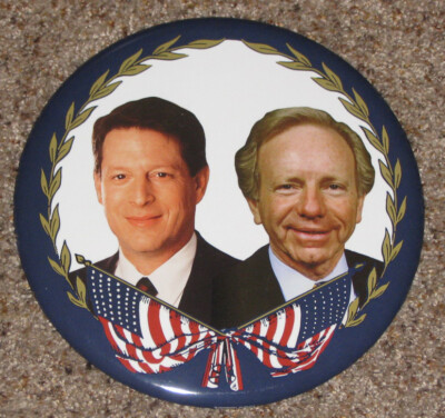 GIANT 9" 2000 GORE & LIEBERMAN JUGATE PICTURE CAMPAIGN BUTTON | eBay