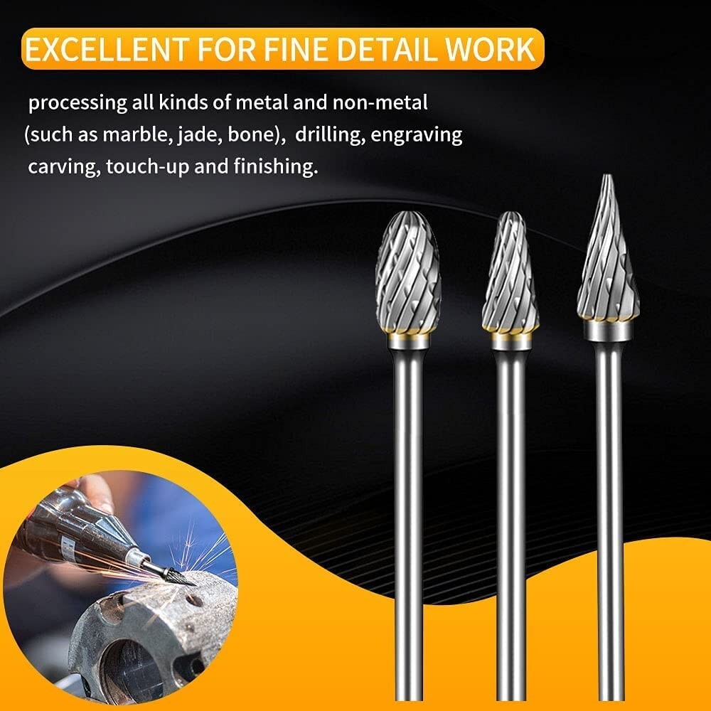 Carbide Burr Set Compatible with Dremel Rotary Tool 10Pcs Die Grinder ...