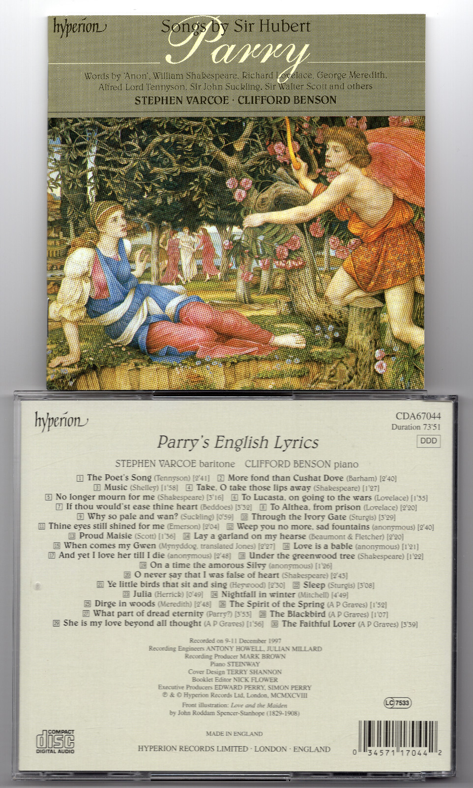 Sir Hubert Parry - Songs with English Lyrics, Varcoe/Benson Hyperion CD ...