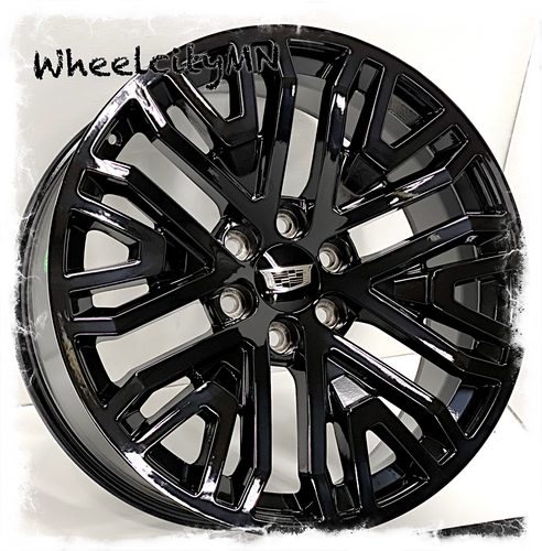 24" gloss black OE replica 5906 SEV wheels fits 2022 Cadillac Escalade ...