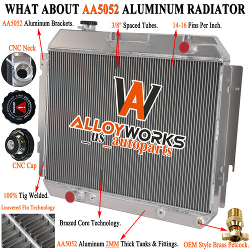 4 Core Aluminum Radiator For 1975-88 Ford E250 E350 Econoline Club ...