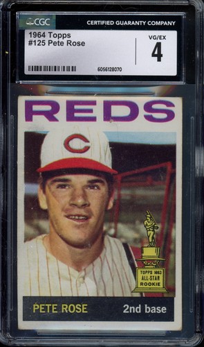 1964 Topps #125 Pete Rose All-Star Rookie CGC 4 Vintage Baseball Card ...