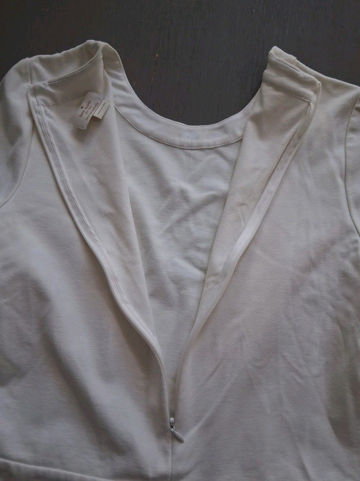 Kate Spade New York Ivory Scallop Hem Long Sleeve Shirt Medium Zip Back ...