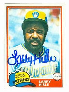 Larry Hisle autographed baseball card (Milwaukee Brewers) 1981 O-Pee ...