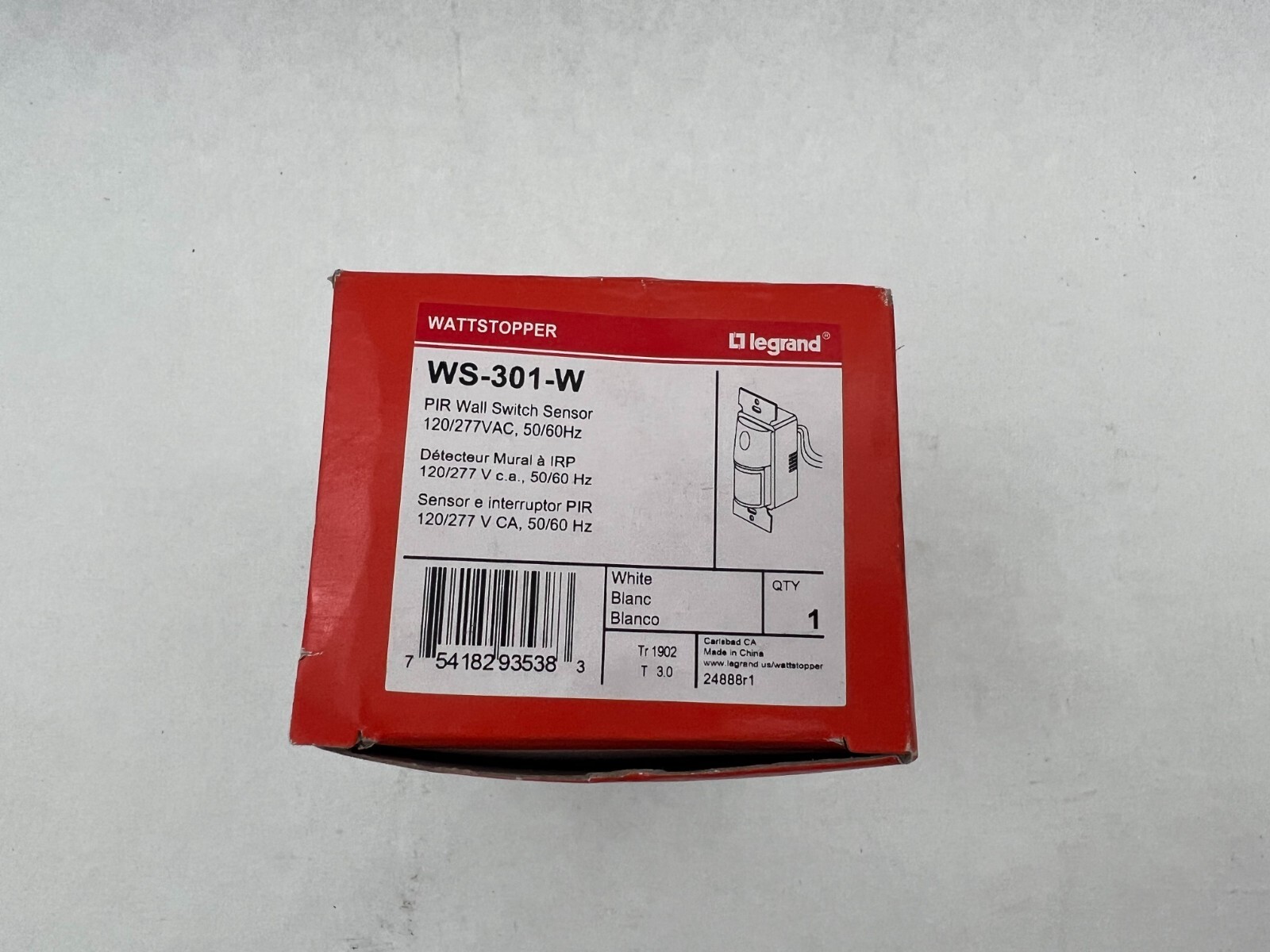 Legrand Wattstopper WS-301-W NIB Lot Of 2 PIR Wall Switch Sensor #B21 ...