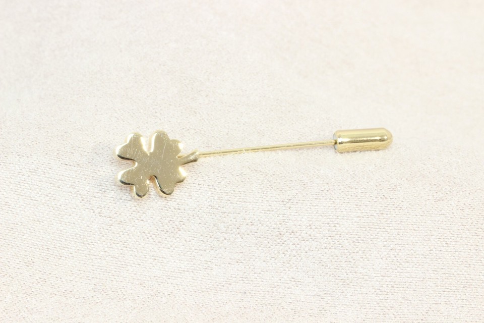 Four Leaf Clover shamrock Gold tone brooch hat stick pin | eBay