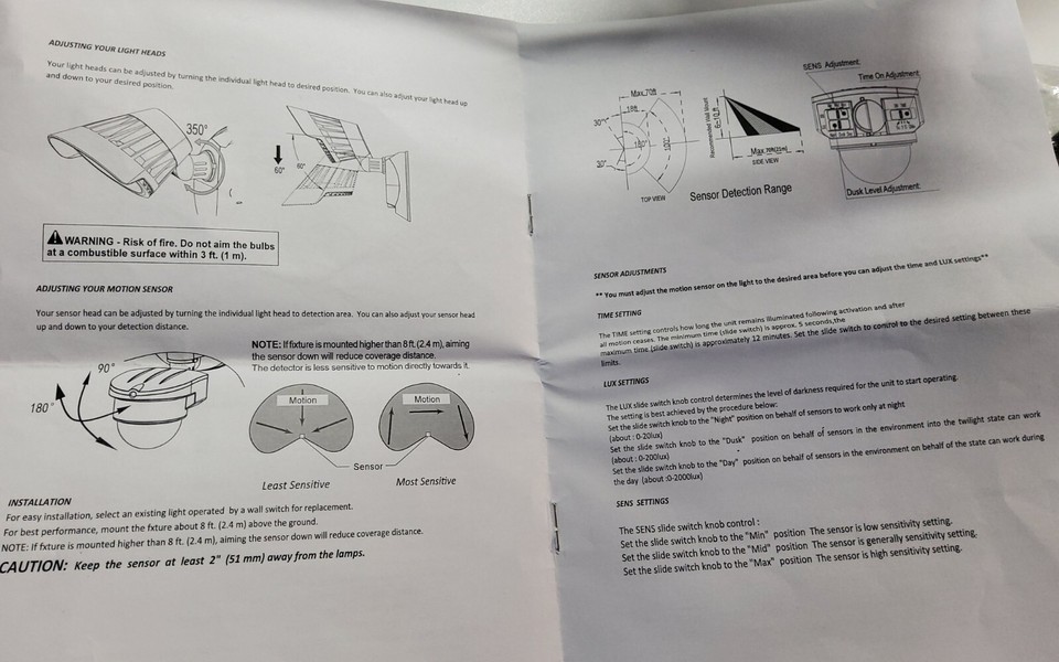 Intertek 2 head Security With Motion Sensor/LED security Light-NEW | eBay