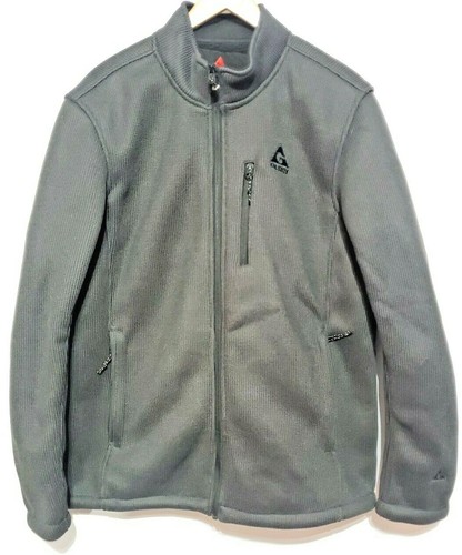 Gerry Gray Full Zip Jacket Lined Coat Waffle Ribbed Knit Fleece 1047676 ...