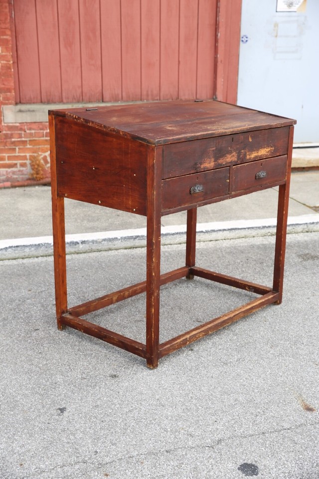 Antique drafting table School Desk wood apothecary drawer slanted ...