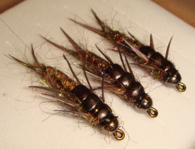 FLY FISHING FLIES - Brown BH ICE SPARKLE STONE Nymph size #10 (6 pcs ...