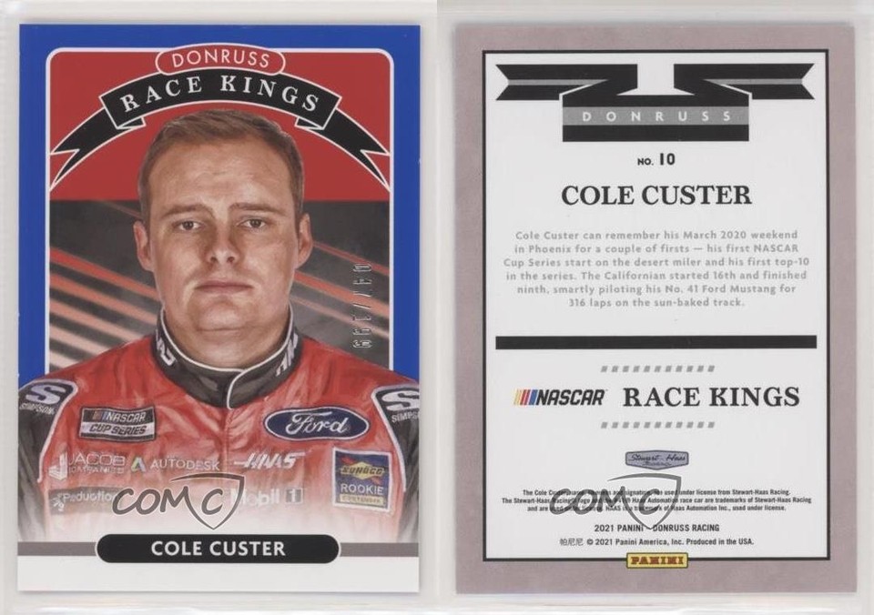 2021 Panini Donruss NASCAR Race Kings Navy Blue 47/199 Cole Custer #10 ...
