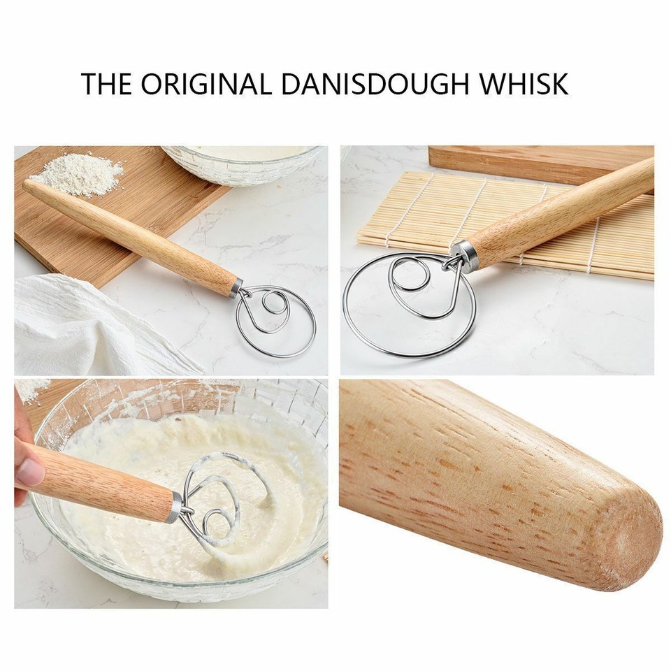 Stainless Steel Danish Dough Whisk Kitchen Dutch Dough Wisk Hand Mixer ...
