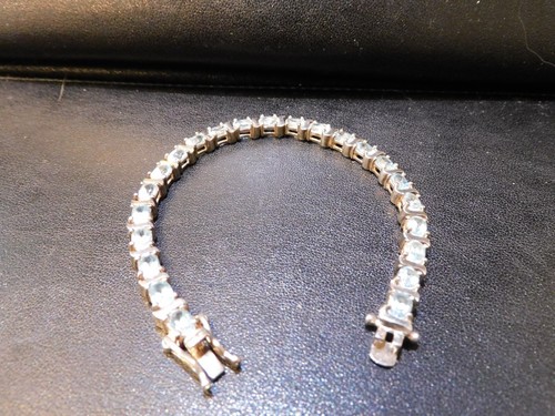Sterling Silver with Blue Topaz tennis bracelet HAN THAI 925 Sterling ...