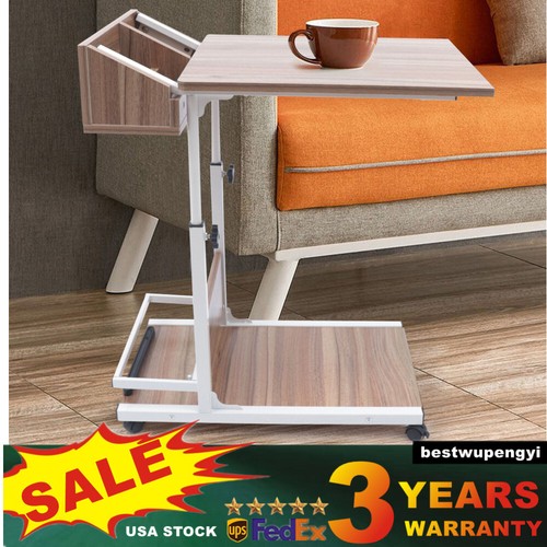 Adjustable Height Laptop Desk Rolling Bedside Table Computer Over Bed ...