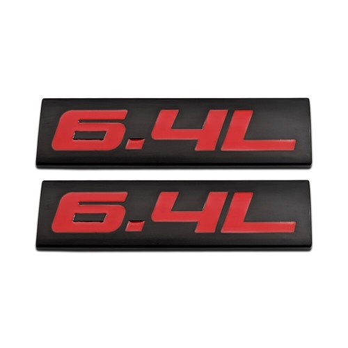 2x Black & Red Metal 6.4L Car Fender Emblem V6 V8 Engine Logo SUV Trunk ...