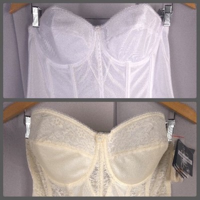 2 Dominique Bustier Corset Womens White Cream Boned Hook Eye Full ...