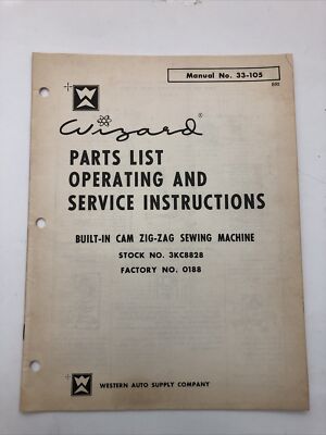 VTG ORG Wizard Sewing Machine 3KC8828Operating and Service Instructions ...