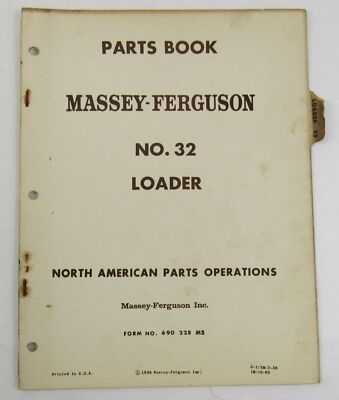 1958 Massey Ferguson MF 32 Loader Parts Book Service Dealer Original | eBay