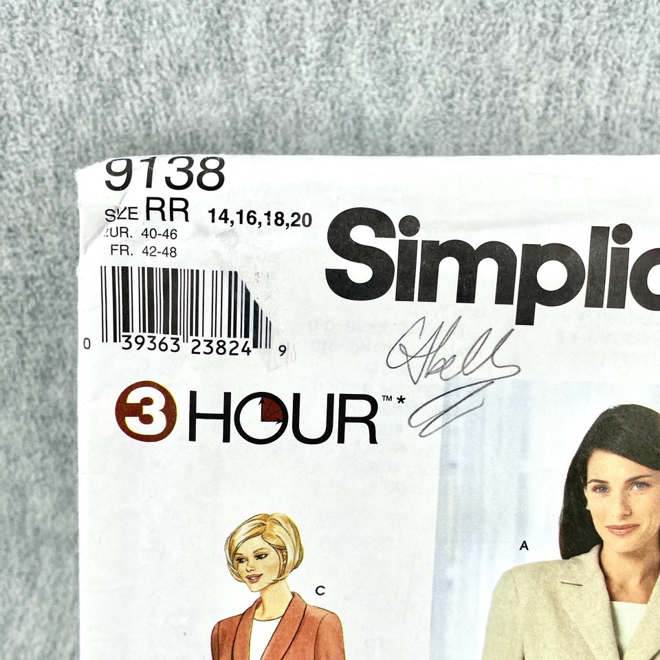 Simplicity 9138 Plus Size Jacket Button Front Loose Misses 14 20 Sewing ...