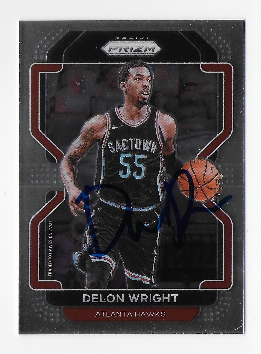 2021-22 PRIZM #57 DELON WRIGHT HAWKS WIZARDS AUTOGRAPHED SIGNED ...