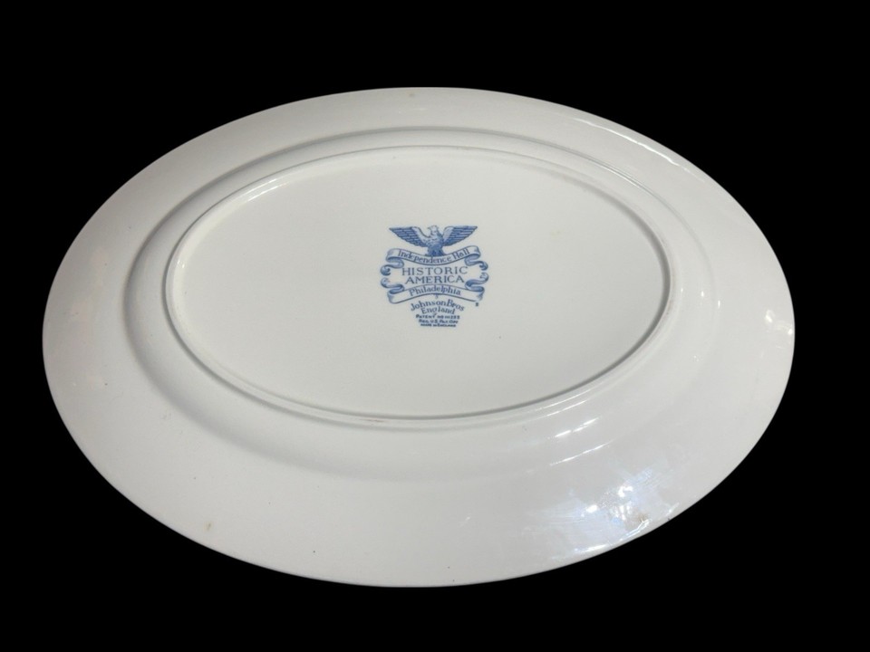 Johnson Brothers Historic America Blue Platter 15.75” Independence Hall ...