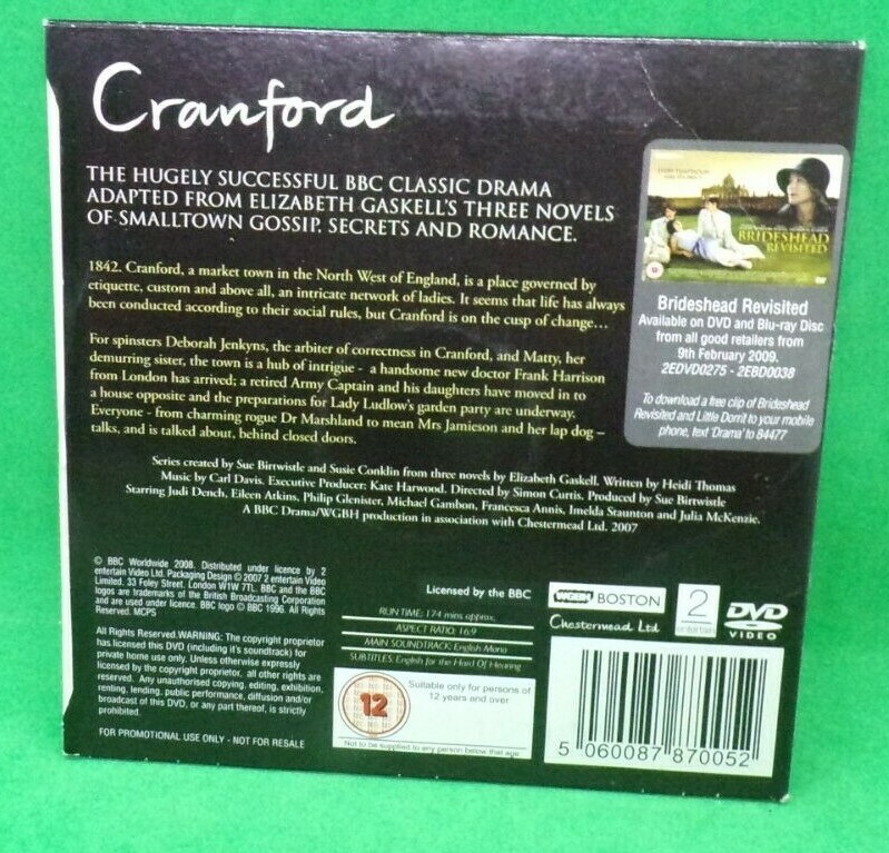 BBC Adaptation Cranford Elizabeth Gaskell disc 1 of 2 Daily Mail promo ...