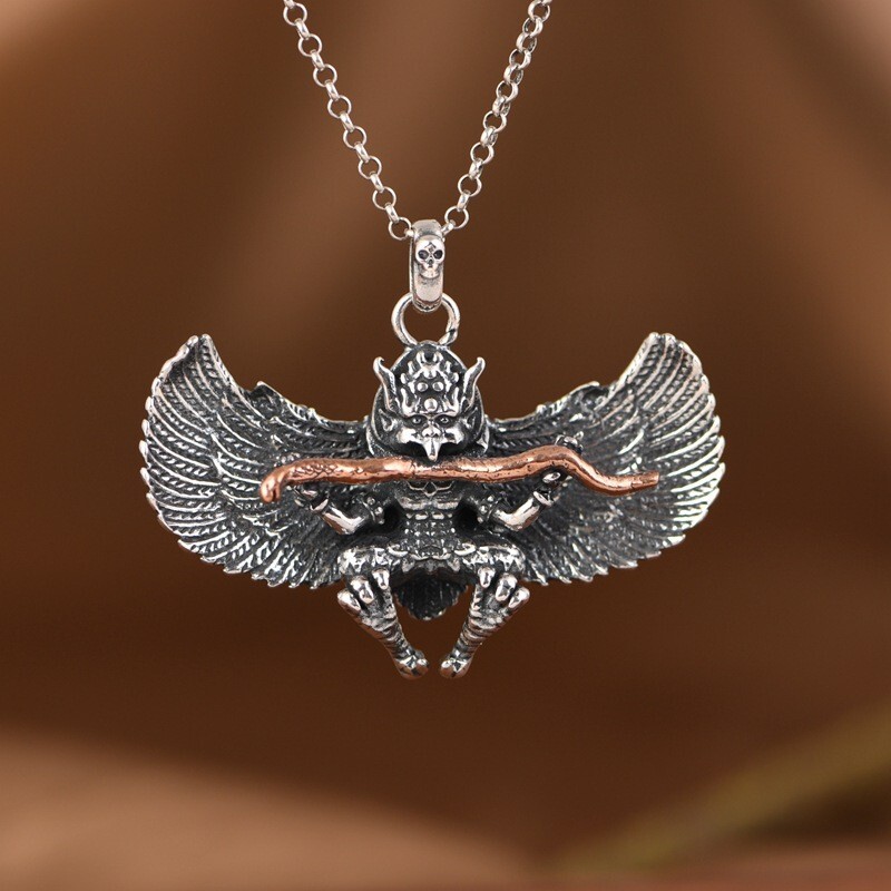 I05 Pendant Tibetan Mythological Bird Peng with Snake Silver 925 | eBay ...