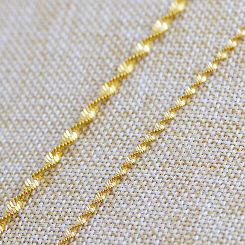 16-30" 10PCS Jewelry 18K Yellow Gold GF Chain Double Water Wave ...