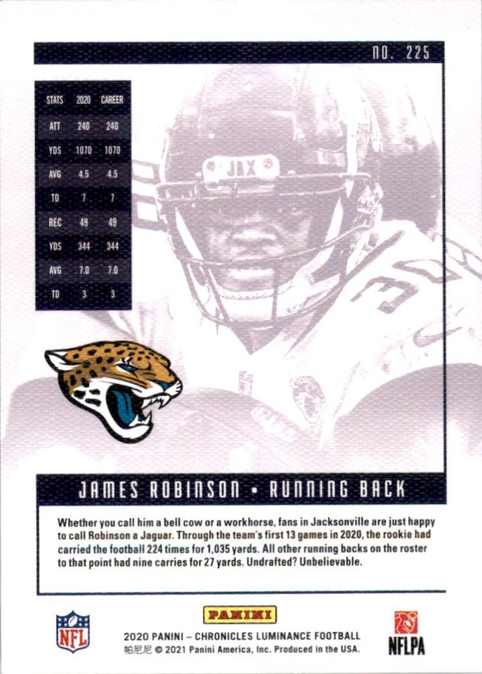 2020 Panini Luminance #225 James Robinson | eBay