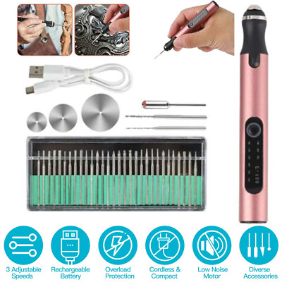 Cordless Engraving Pen USB Rechargable 37 Bits Mini Electric DIY ...