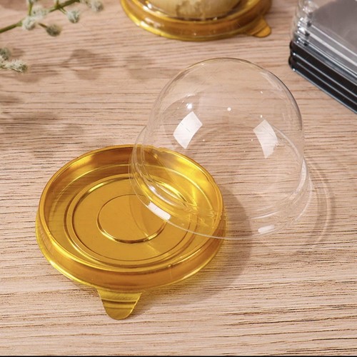 50pcs Gold Base Clear Round Moon Cake Tray/Package/Box/Container w/Dome ...