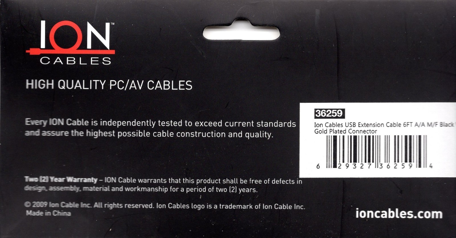 Ion Cables USB Extension Cable 6FT A/A M/F Black With Gold Plated ...