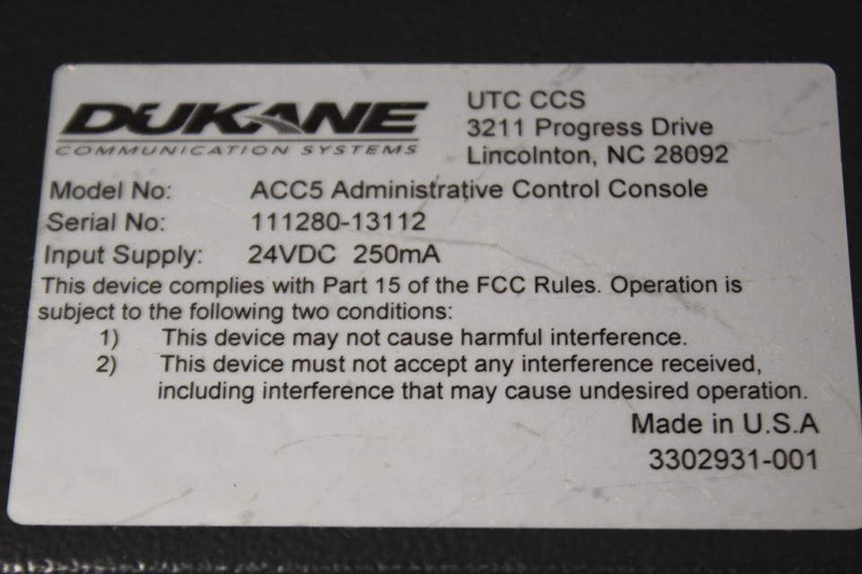 Dukane ACC5 Administrative Control Console W/ Handset | eBay