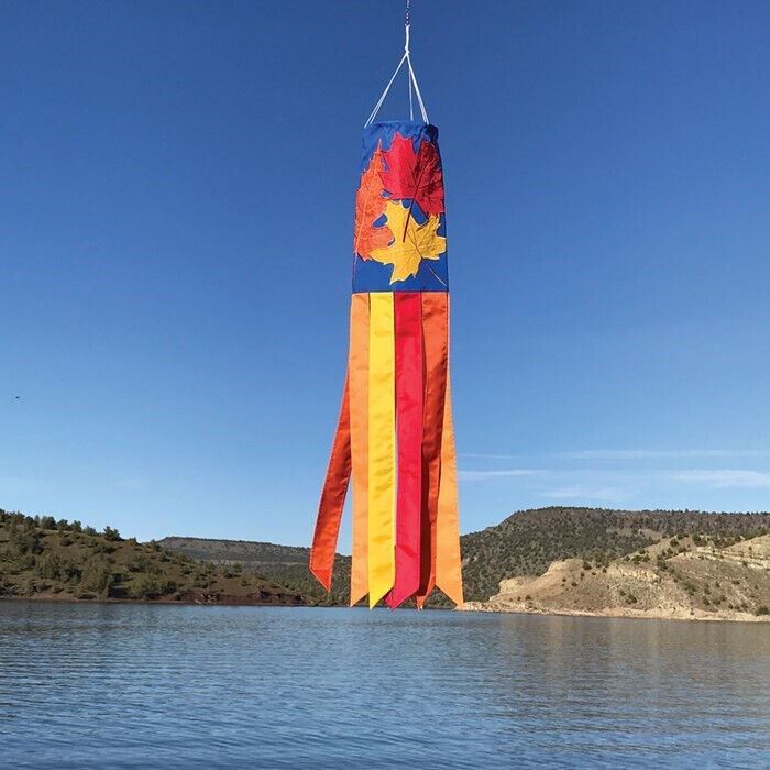 40"L x 6" Large FALL LEAVES Autumn WINDSOCK garden décor, In the Breeze ...