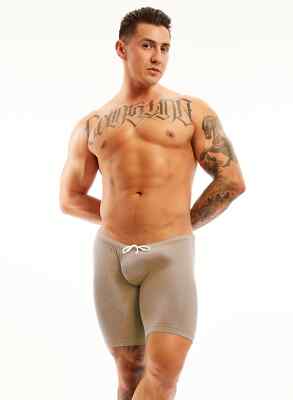 N2N Bodywear Men taupe color rayon lounge Jammer biker shorts size L | eBay