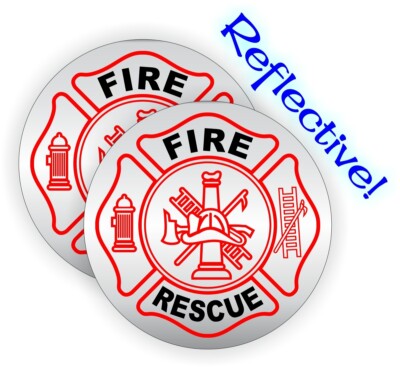pair - REFLECTIVE Fire Rescue Hard Hat Helmet EMT Firefighter Stickers ...