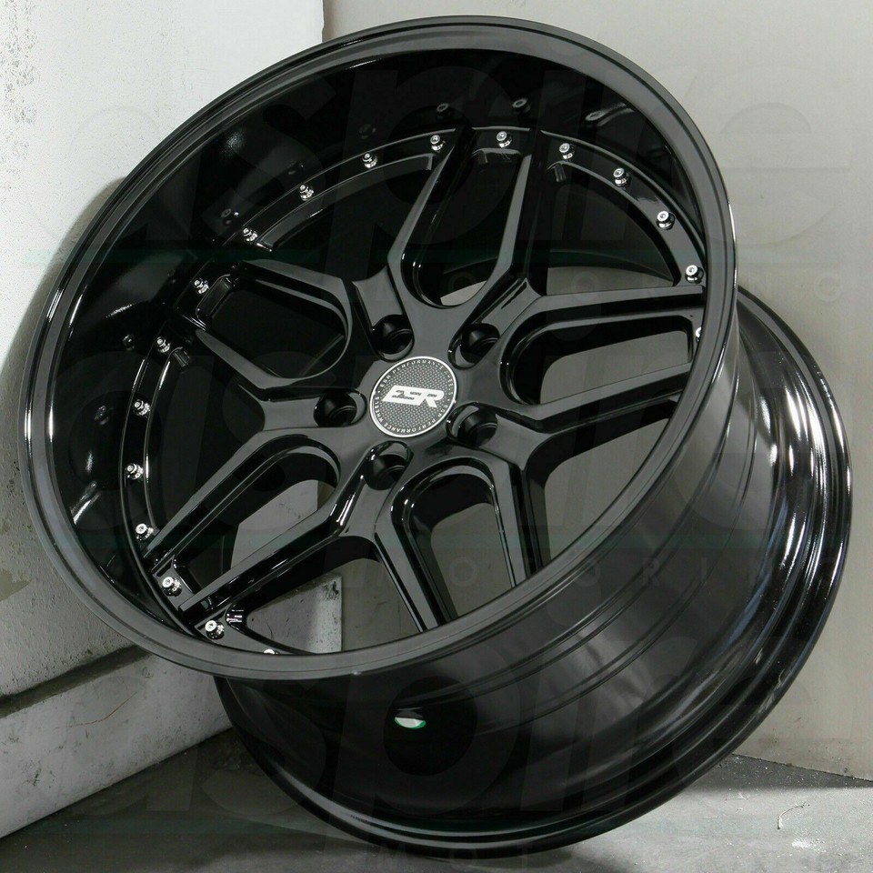 ESR CS15 Wheels 18x9.5 / 18x10.5 +22 5x114.3 Black Deep Dish 18 Inch ...