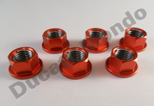 Rear sprocket nuts RED cush drive alloy billet set 6 M10 x 1.25mm Ideal ...