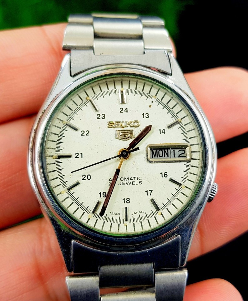 VINTAGE OF SEIKO 5 AUTOMATIC 21 JEWELS DAY DATE MEN WRIST WATCH JAPAN ...