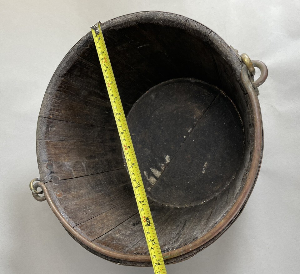 RUSTIC WOODEN & COPPER CAULDRON BUCKET POT URN | eBay