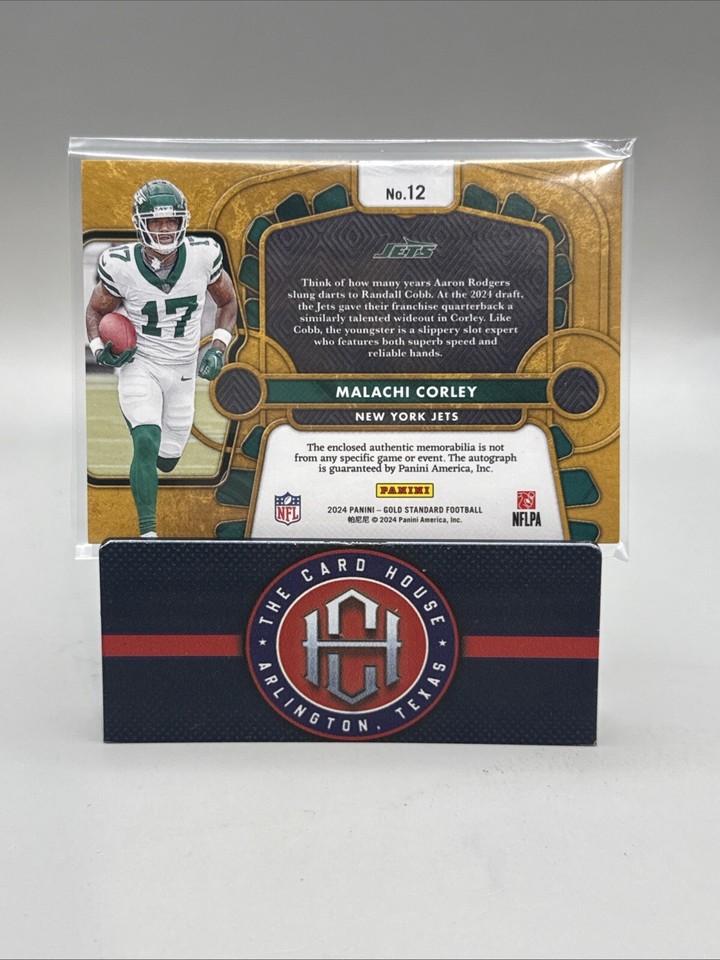 2024 Gold Standard Malachi Corley Rose Gold Dual Patch Auto /24 NY Jets ...