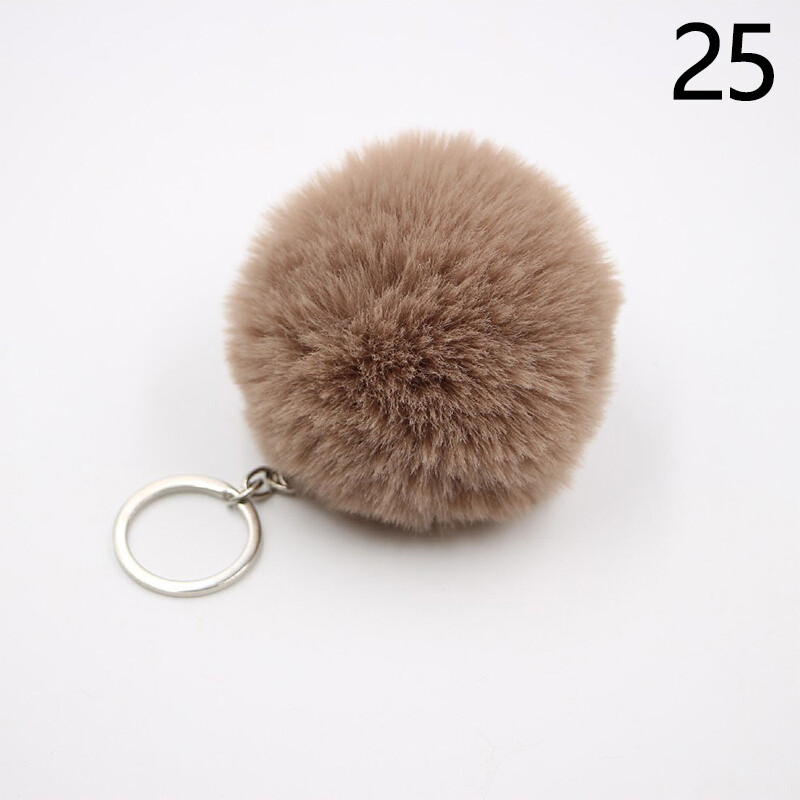 Soft Fur Fluffy Ball Keychain PomPom Key Chains Keyring Charms Handbag ...